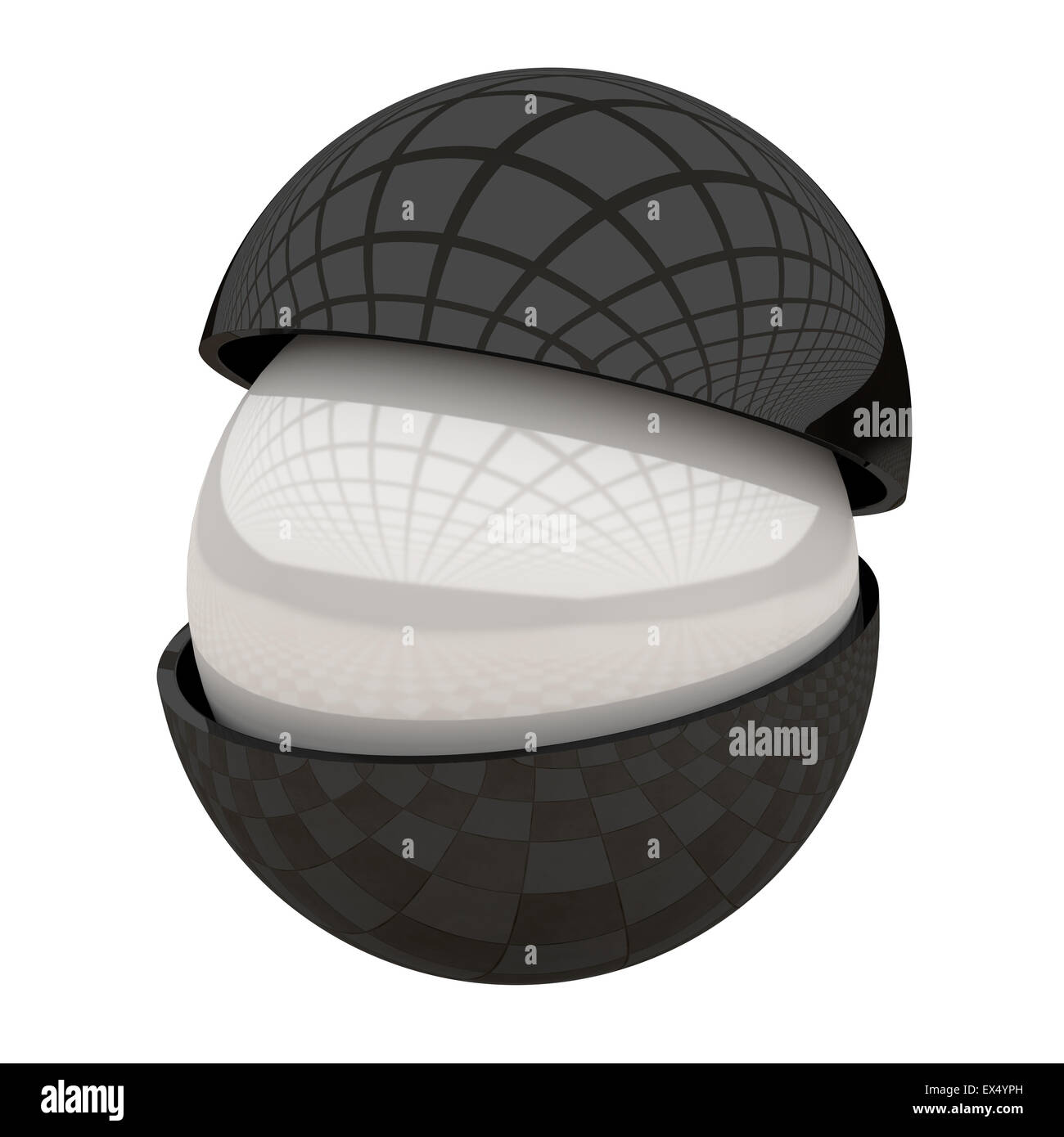 3d rendering of a black and white open spheres Stock Photo - Alamy