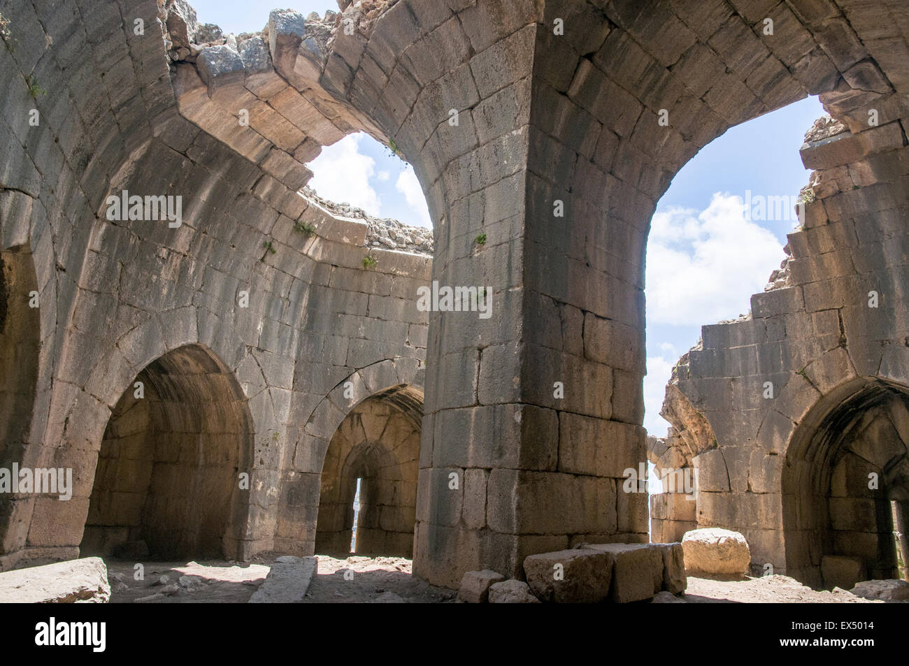 The Octagonal tower. Nimrod (Namrud) Fortress or Nimrod Castle is a ...