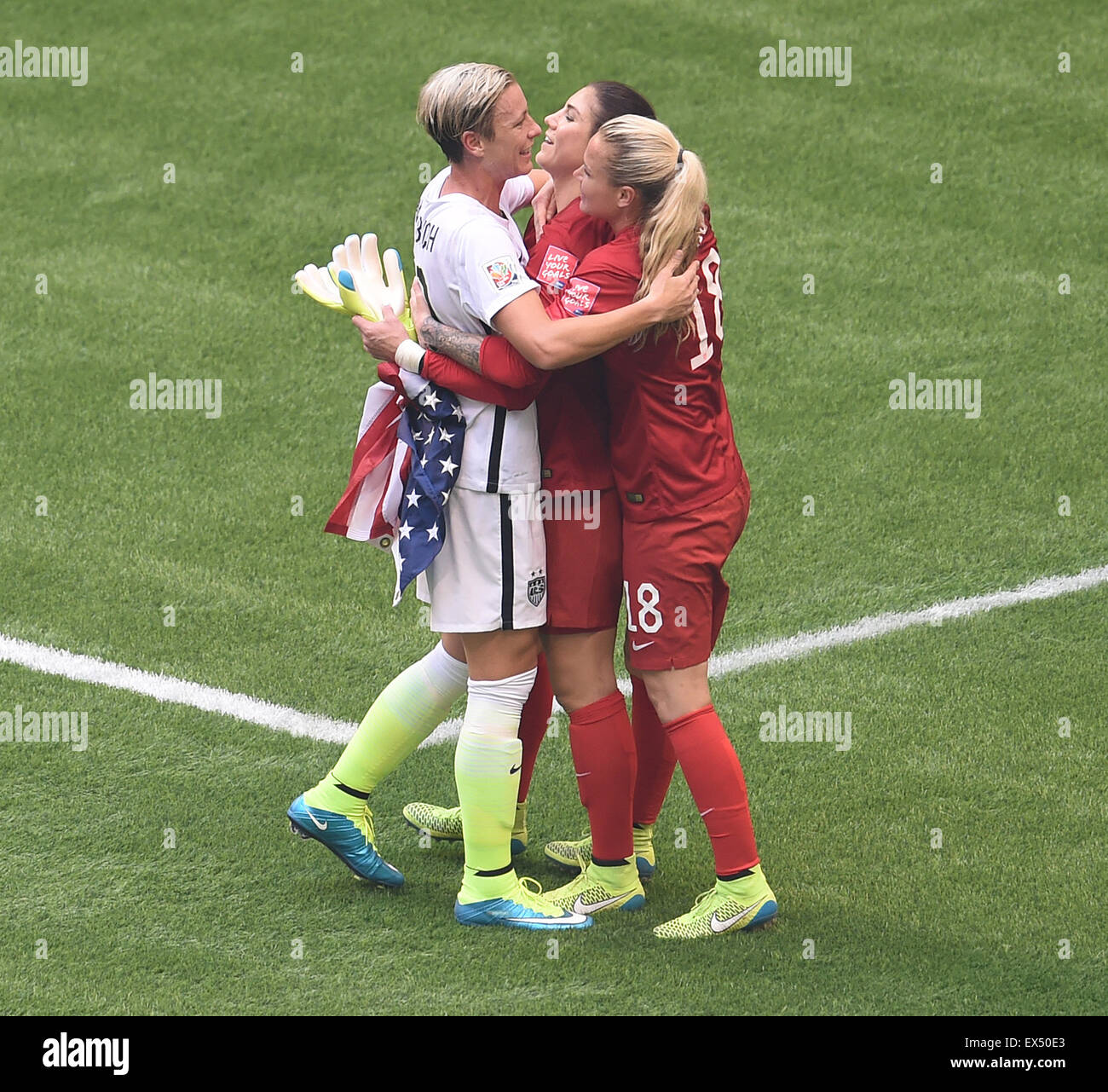 Vancouver, Canada. 05th July, 2015. Abby Wambach (L), goalkeeper Hope ...