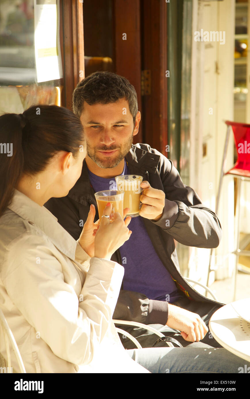 2 men cafe talking hi-res stock photography and images - Alamy