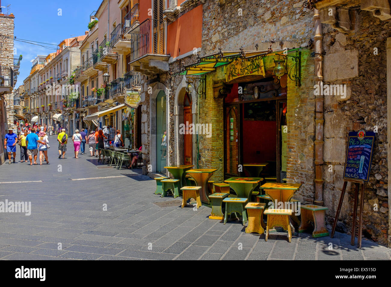 Cafe on Corso Umberto, Taormina, Sicily, Italy Stock Photo - Alamy