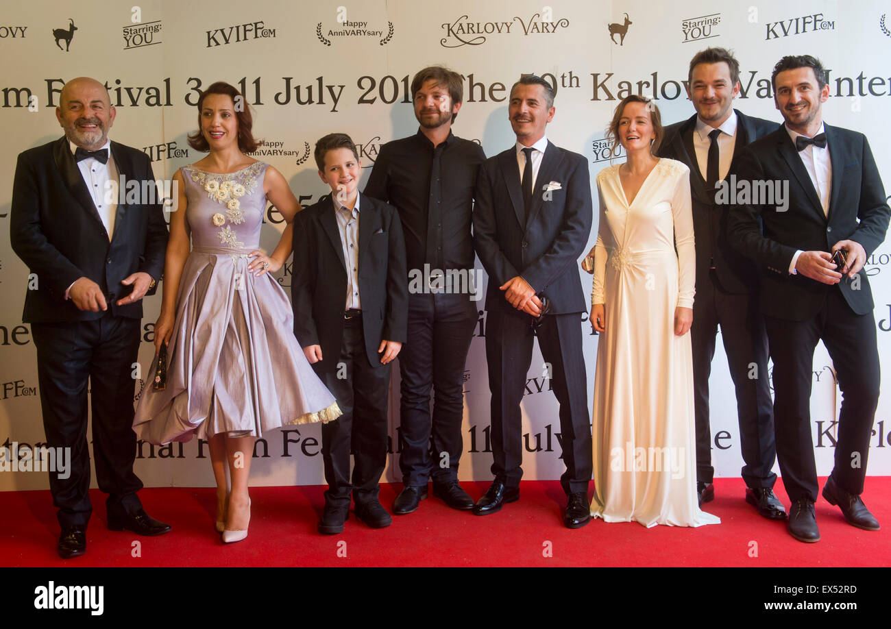 From left: actors Enver Petrovci, Aurita Agushi, Val Maloku, director ...