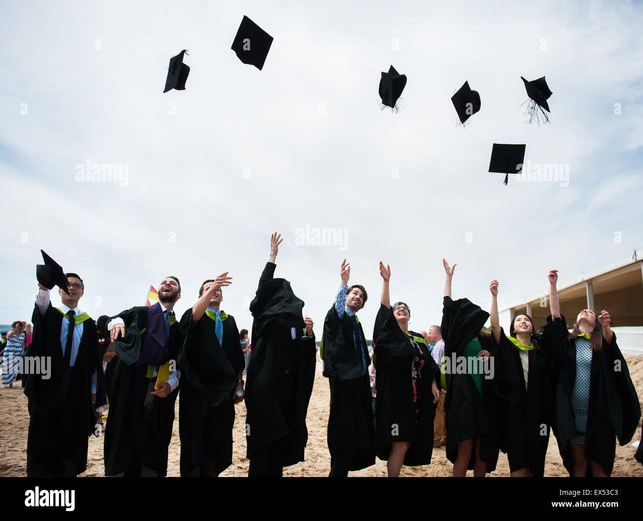 Graduations on Bournemouth beach Stock Photo - Alamy