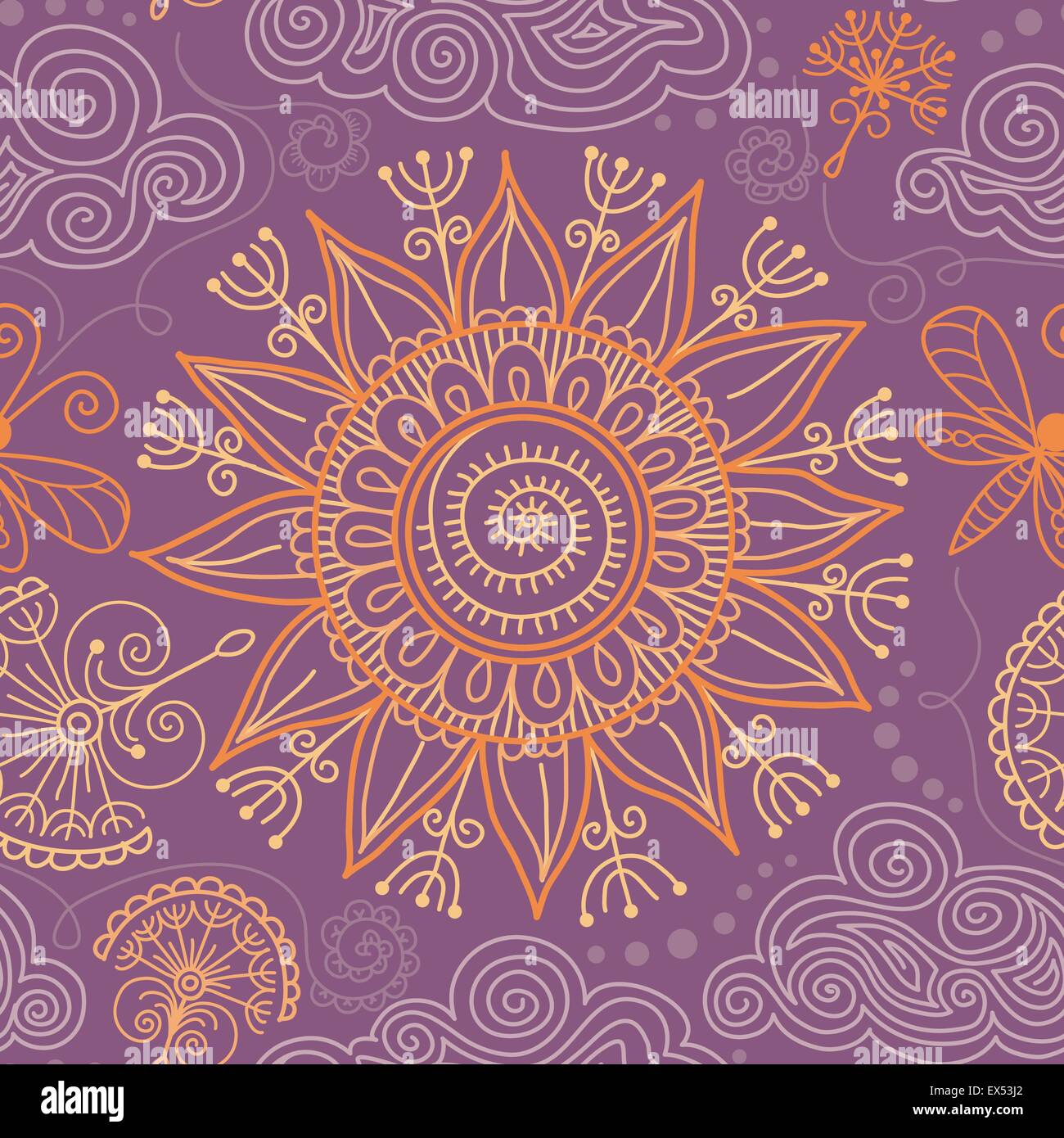 vector seamless sunny floral pattern Stock Vector Image & Art - Alamy