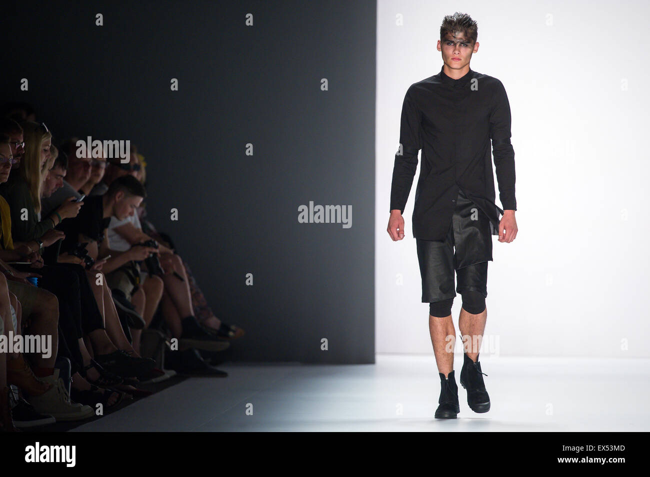 Berlin, Germany. 07th July, 2015. A model presents a creation of German ...