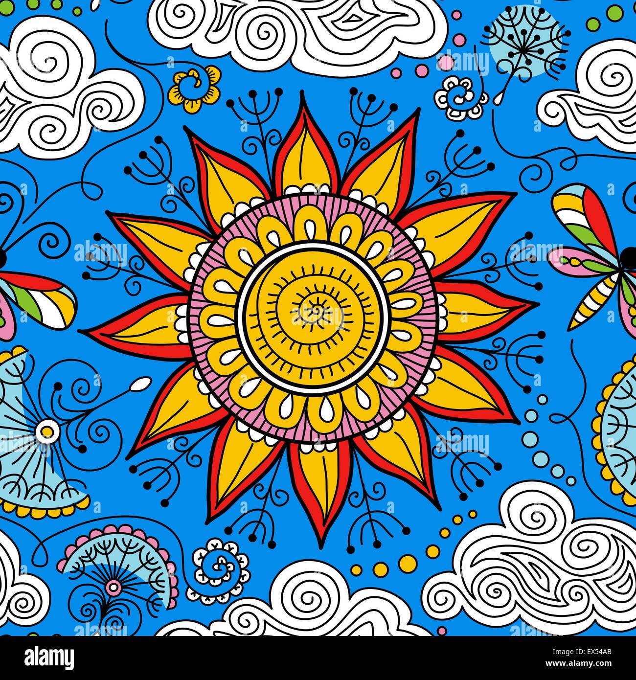 vector seamless sunny floral pattern Stock Vector Image & Art - Alamy