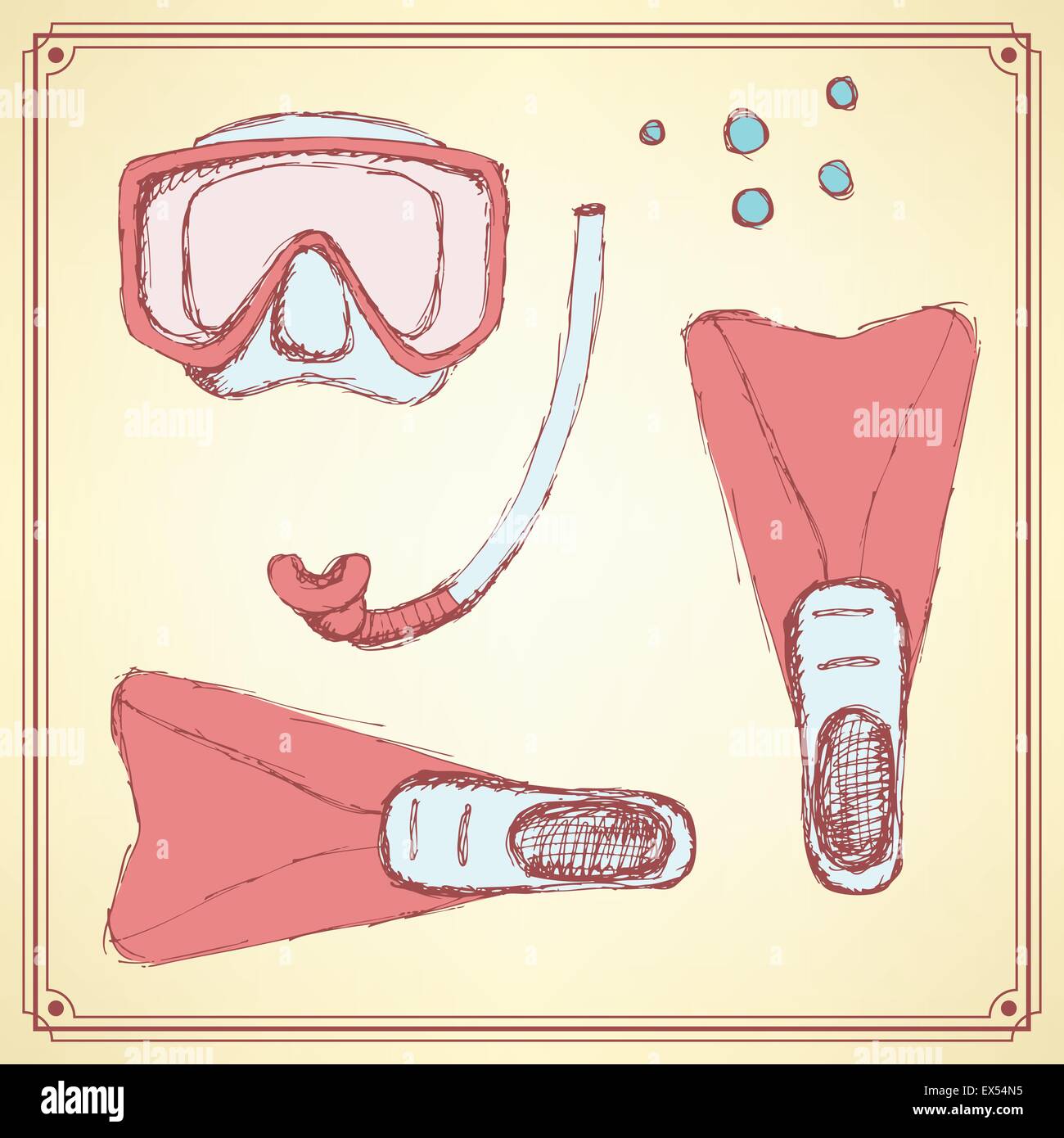 Sketch diving set in vintage style, vector Stock Vector Image & Art - Alamy
