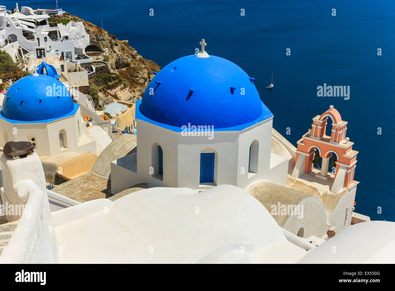 Traditional Greek Cyclades architecture style in Oia, a small town at ...