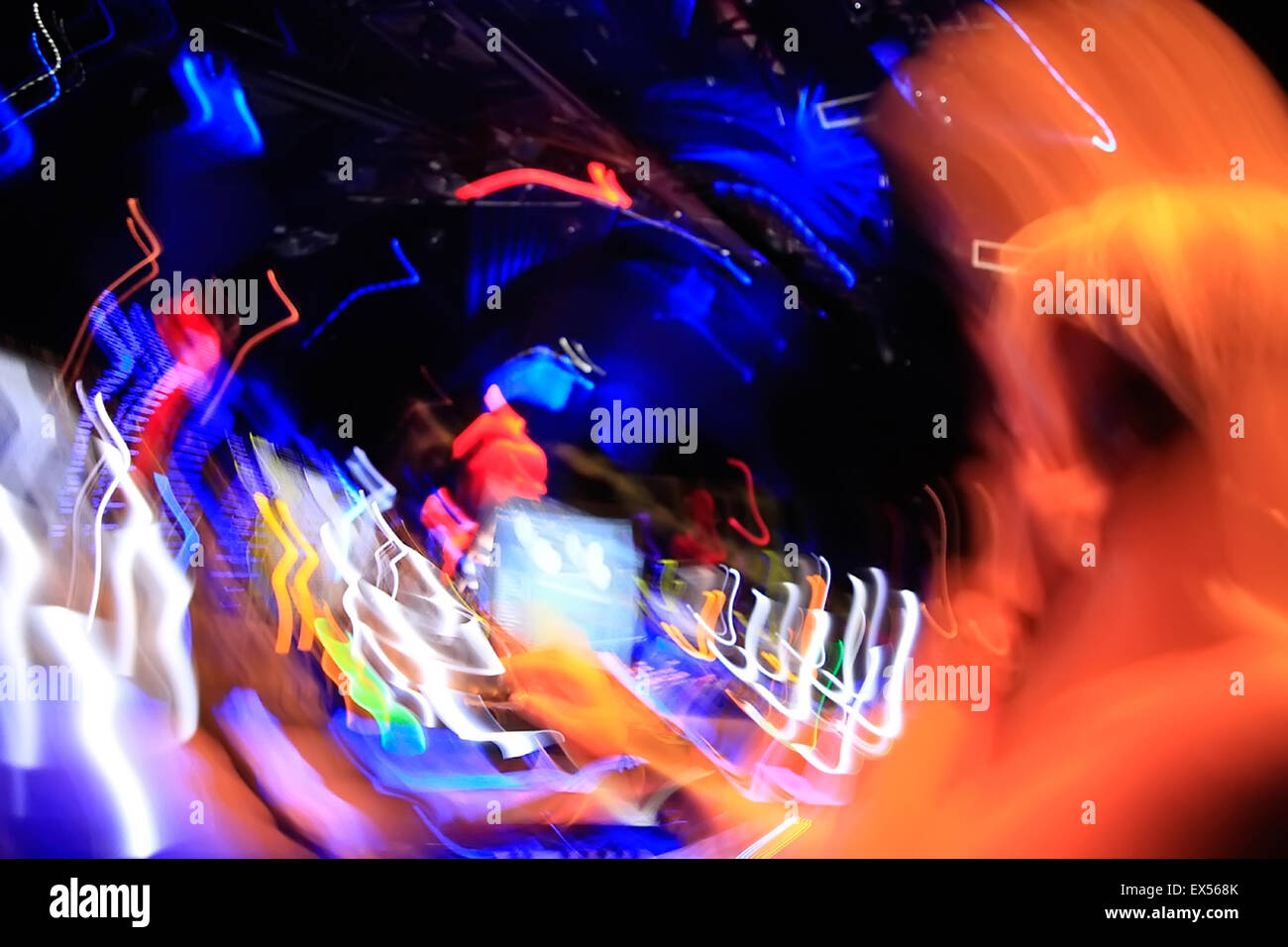 Motion image Female/ woman DJ on the decks in a Greek nightclub Stock ...