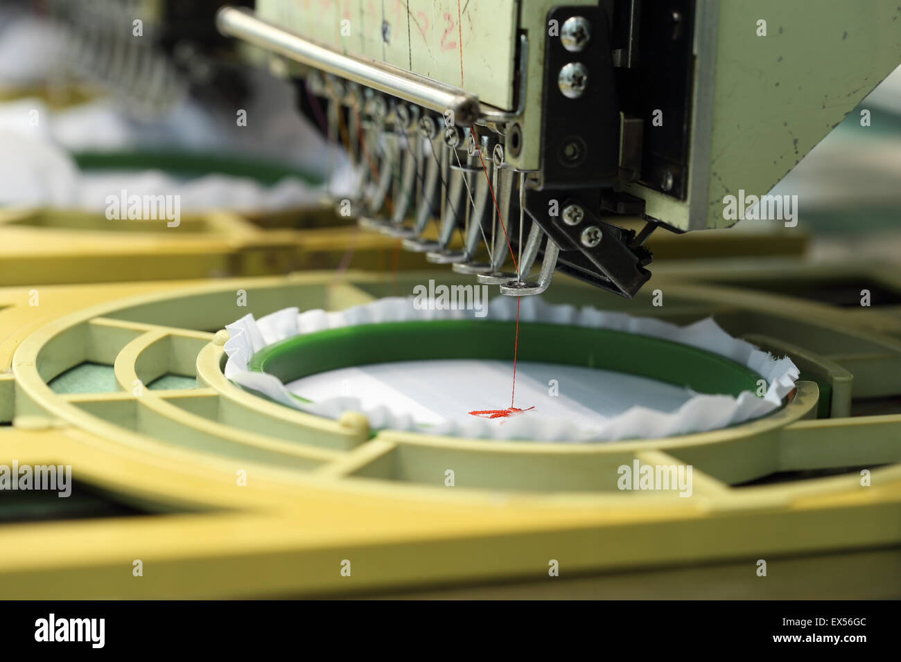 closed-up of Machine embroidery is an embroidery process whereby a ...