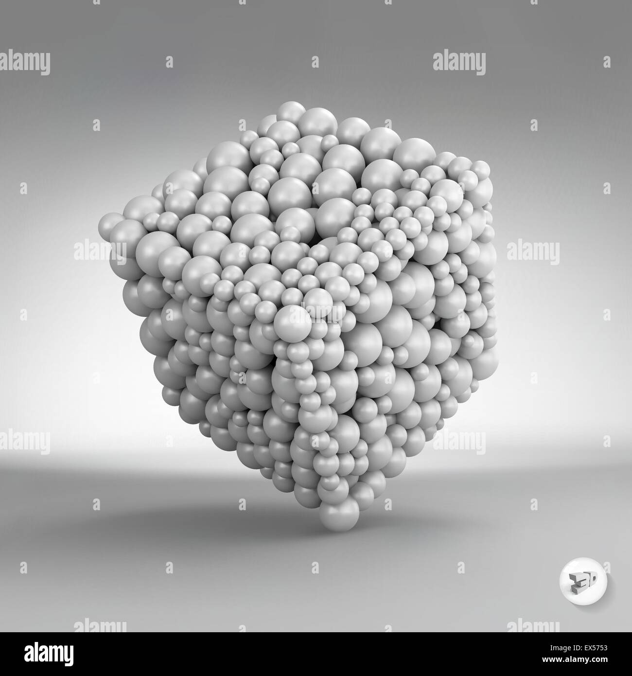 One cube formed by many spheres. 3d vector illustration Stock Vector ...