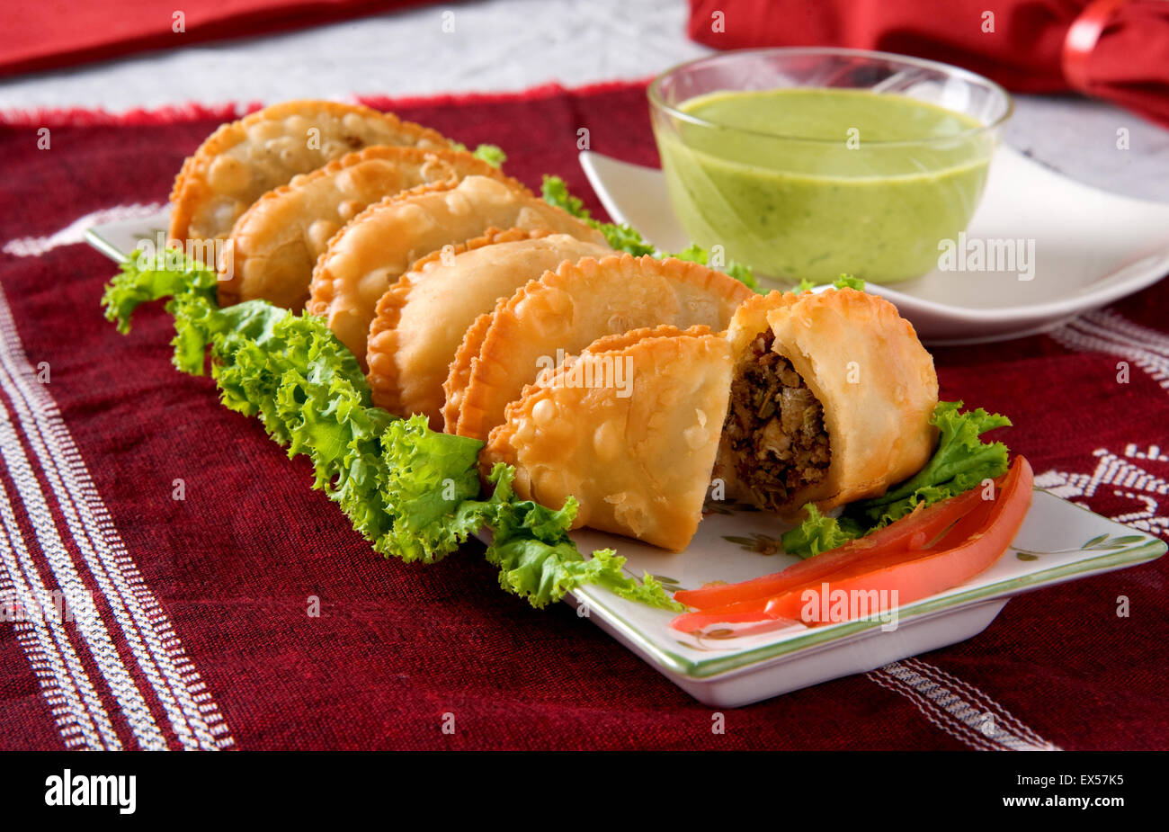 Chicken Samosa Open Stock Photo - Alamy