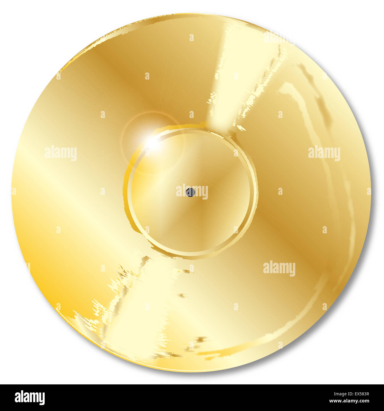 LP golden record with a blank label over a white background Stock Photo ...