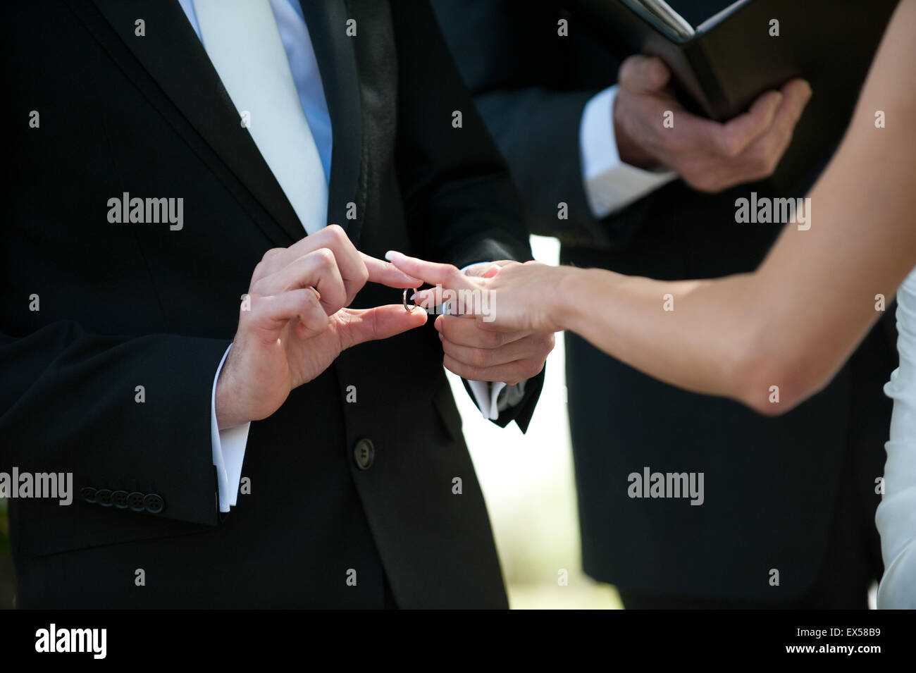 Exchanging rings at the wedding ceremony Stock Photo - Alamy