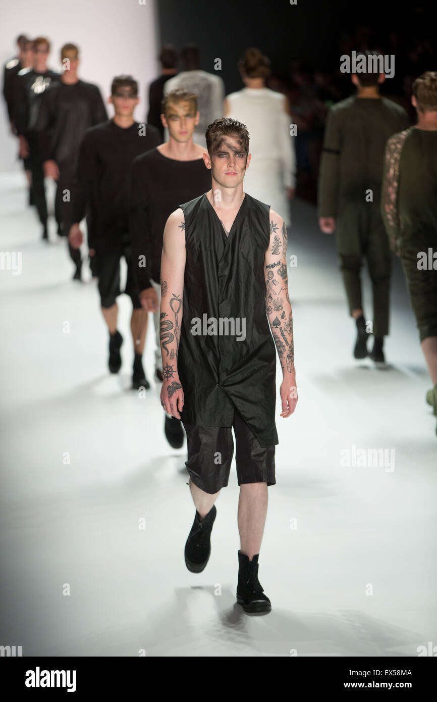 Berlin, Germany. 07th July, 2015. Models present creations of German ...