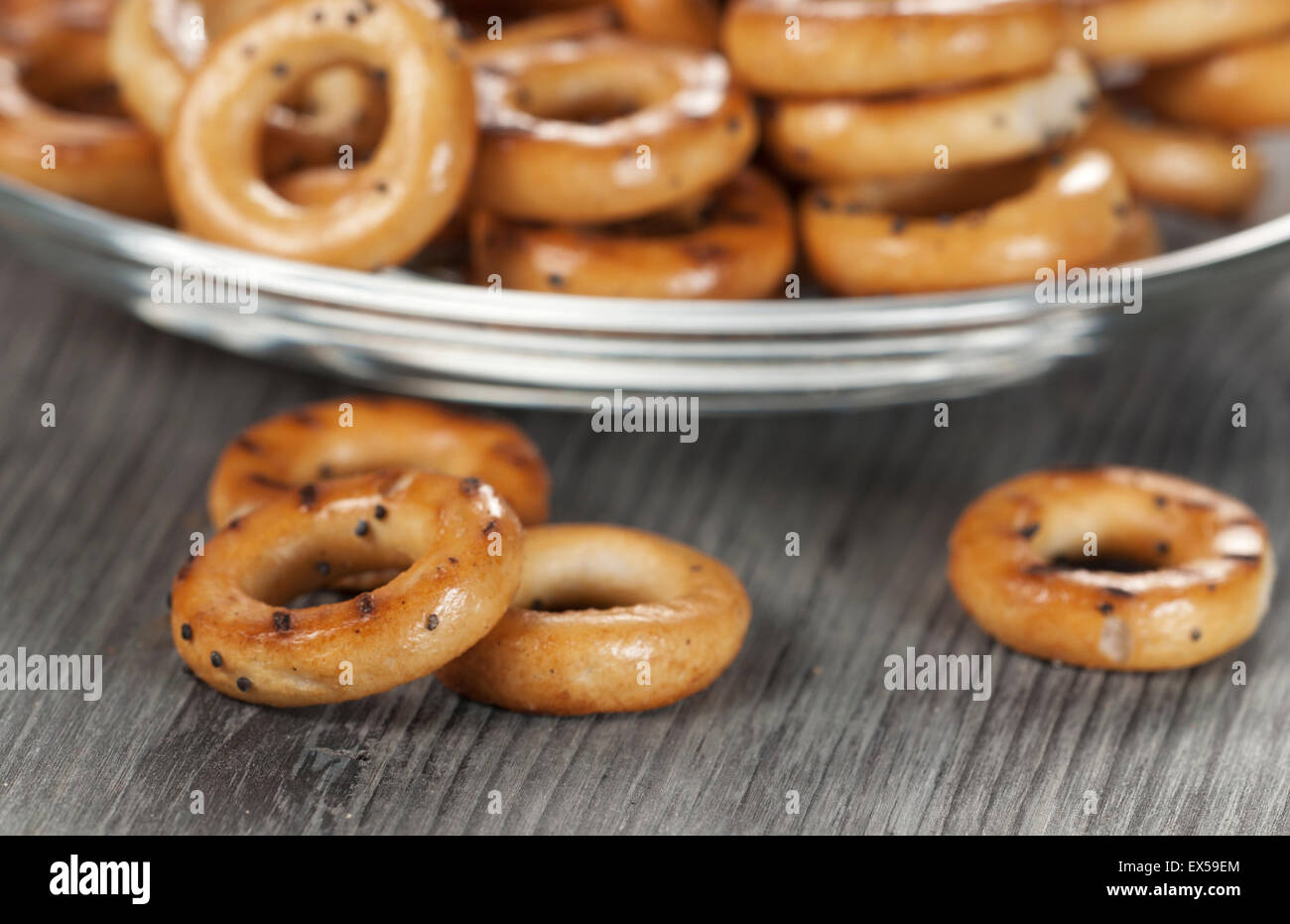 Dried biscuits on timber table, close up Stock Photo - Alamy