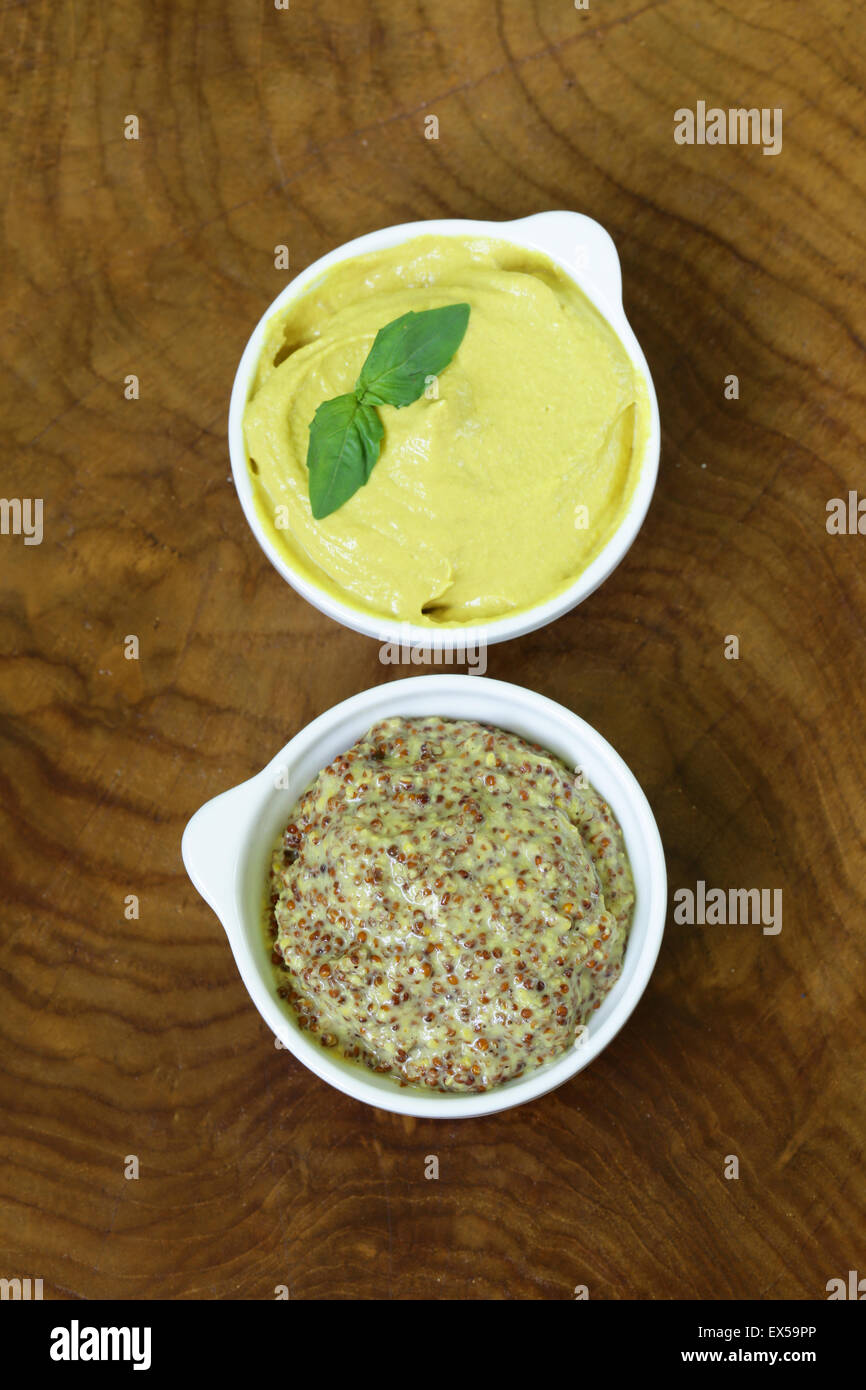 traditional yellow mustard sauce in a white bowl Stock Photo - Alamy