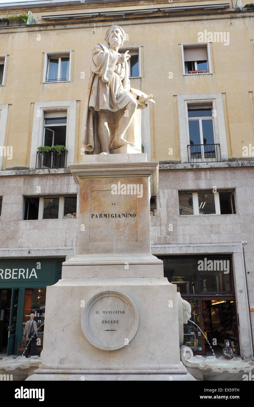 Statue of Girolamo Francesco Maria Mazzola, Parmigianino, in Piazza ...