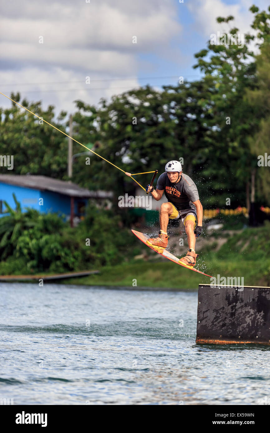 Man Wakeboarding. Jumping. Phuket, Thailand Stock Photo - Alamy
