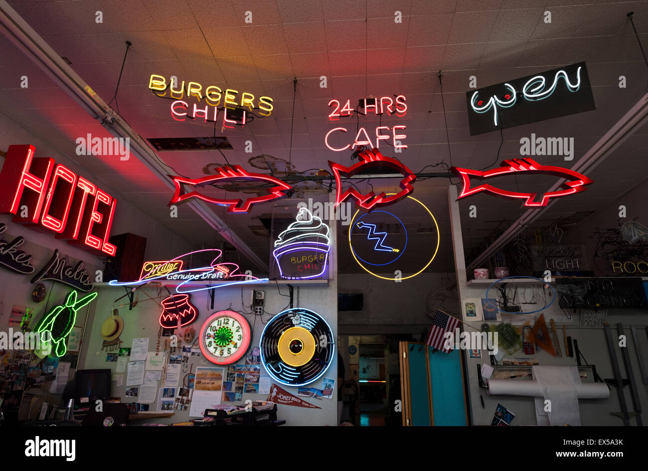 Neon signs at Absolutely Neon studio in Albuquerque, New Mexico Stock ...