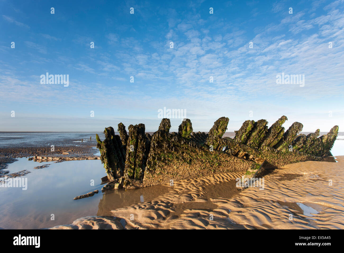 The ship wrecked SS Nornen on Berrow Beach, Somerset Stock Photo - Alamy