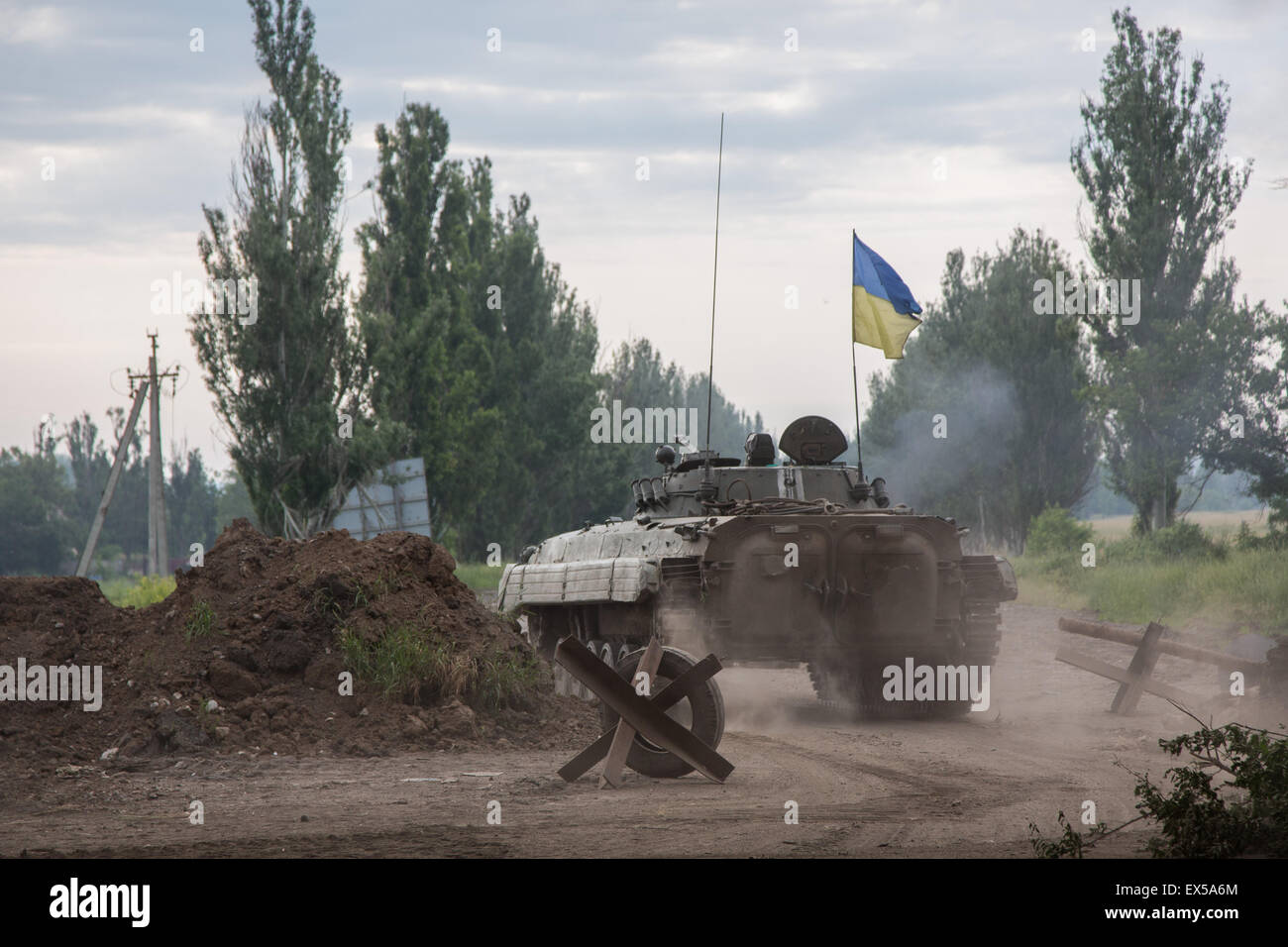 A Ukrainian BTR-2 Armored Fighting Vehicle is leaving its current ...