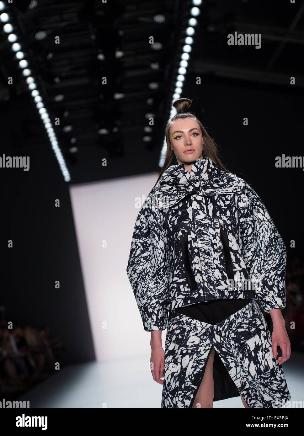 Berlin, Germany. 07th July, 2015. A model presents a creation of Pearly ...