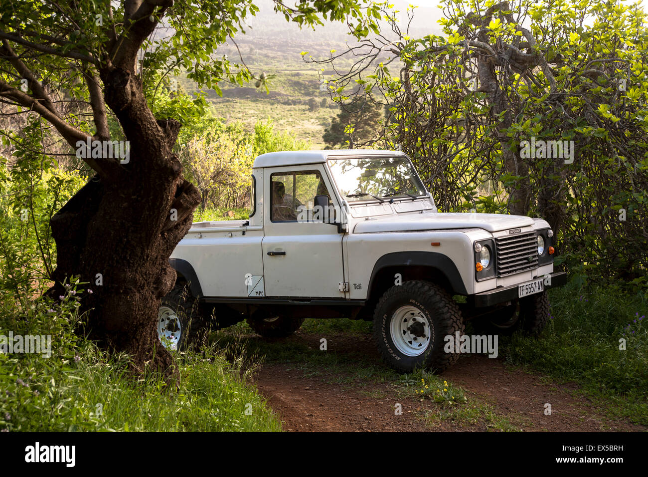 ESP, Spain, the Canary Islands, island of La Palma, Land Rover Defender ...