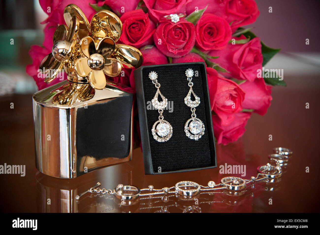 Bridal accessories laid out before the ceremony Stock Photo - Alamy