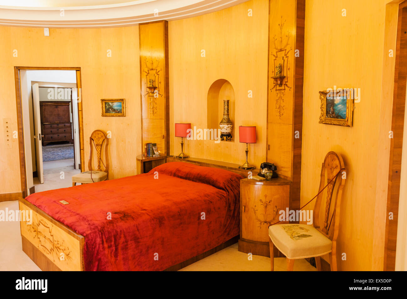 England, London, Greenwich, Eltham Palace, Virginia Courtauld's Bedroom ...