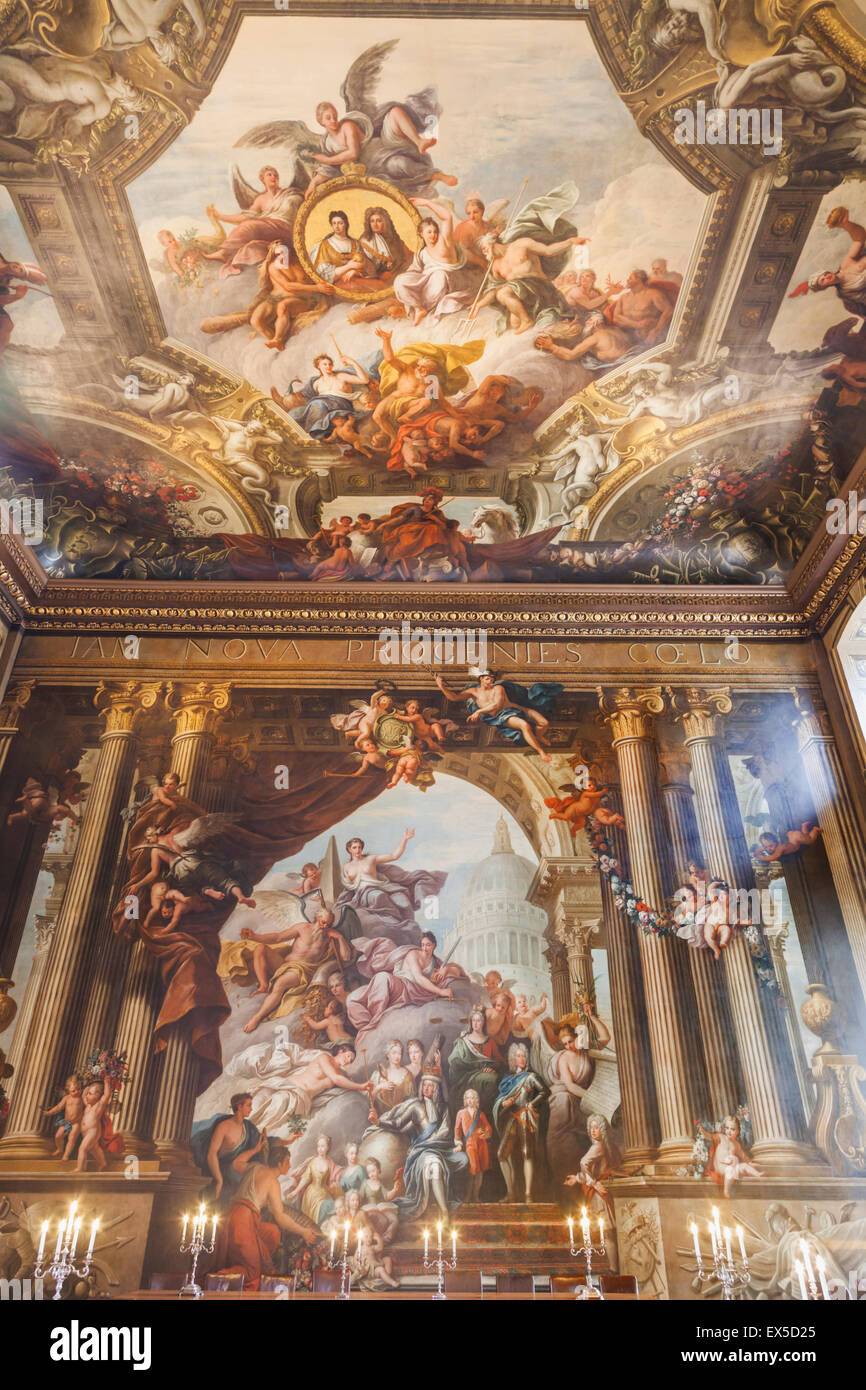 England, London, Greenwich, The Old Royal Naval College, The Painted ...