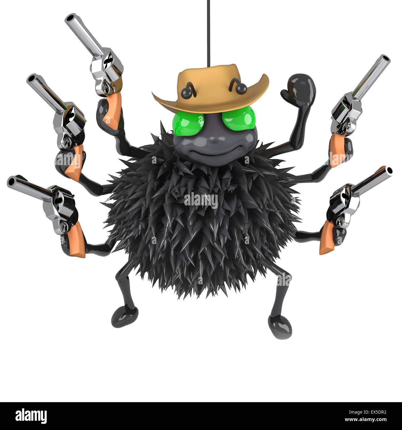 3d render of a spider dressed as a cowboy with pistols Stock Photo - Alamy