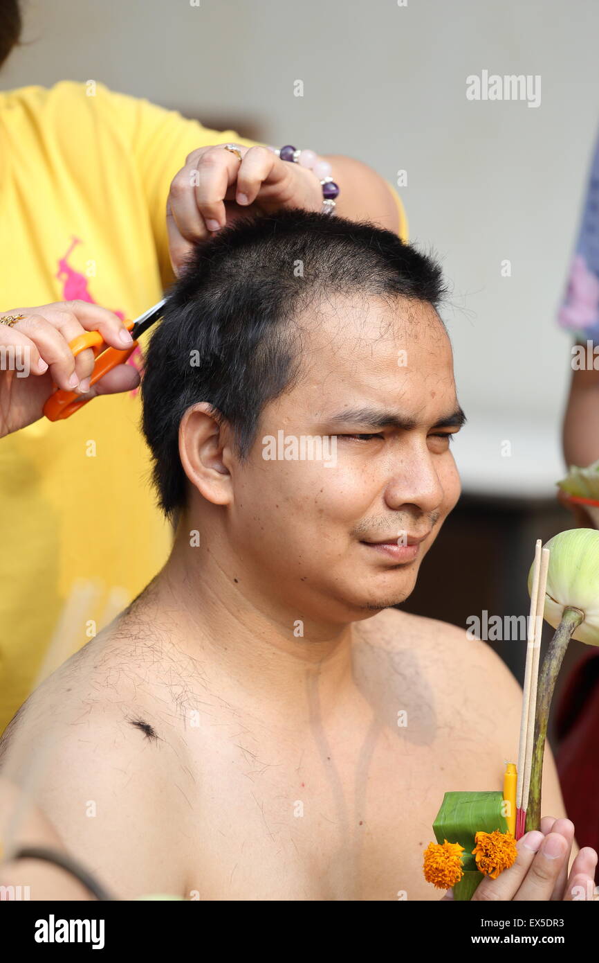 Male who will be monk cut hair for be Ordained to new monk Stock Photo ...