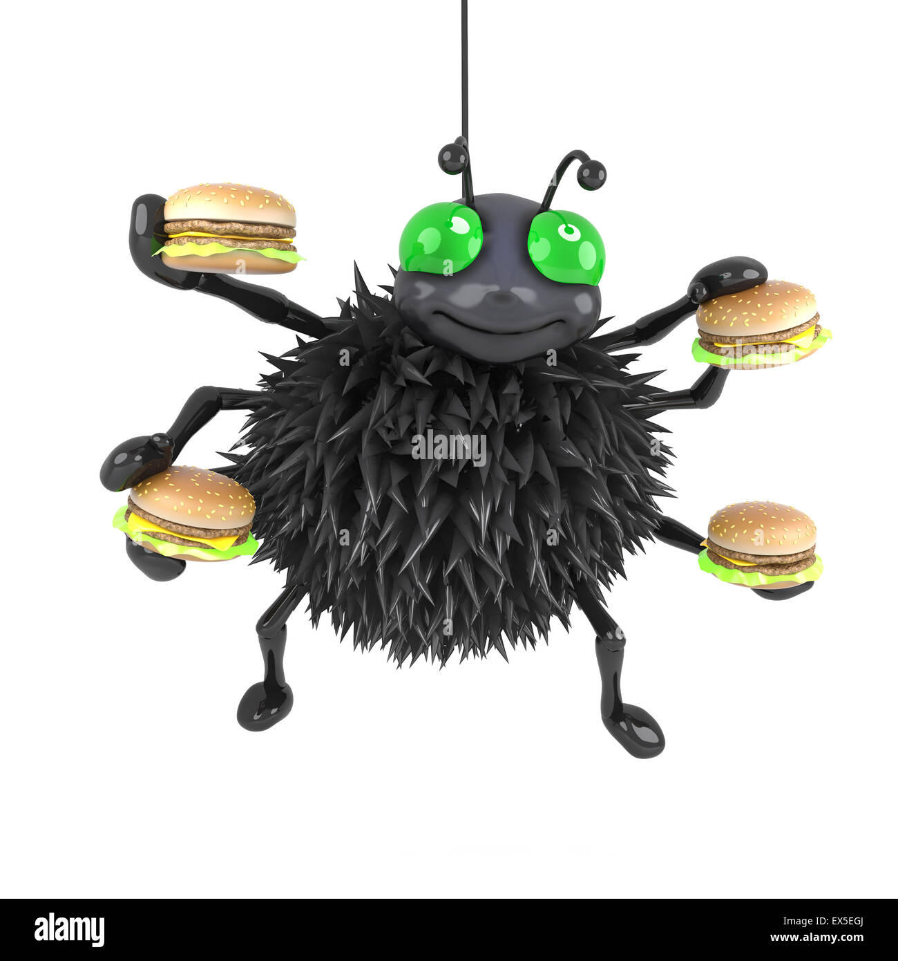 3d render of a spider eating lots of beefburgers Stock Photo - Alamy