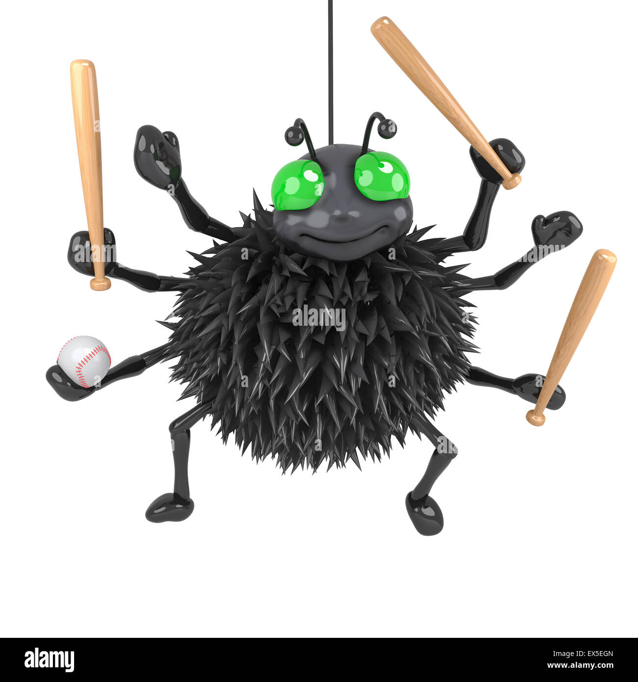 3d render of a spider with baseball bats and ball Stock Photo - Alamy
