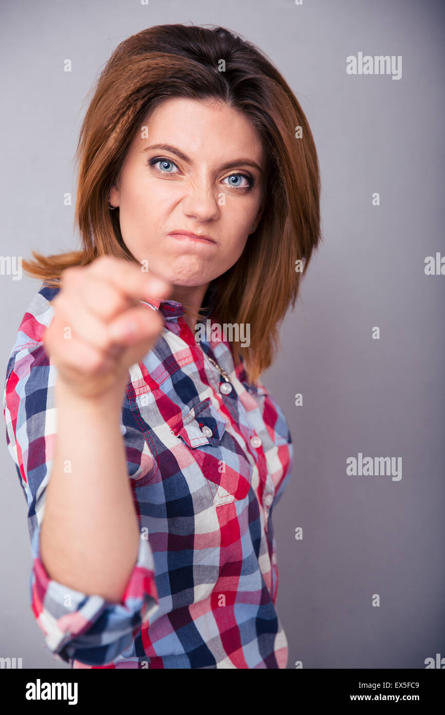 Angry young woman pointing hi-res stock photography and images - Alamy