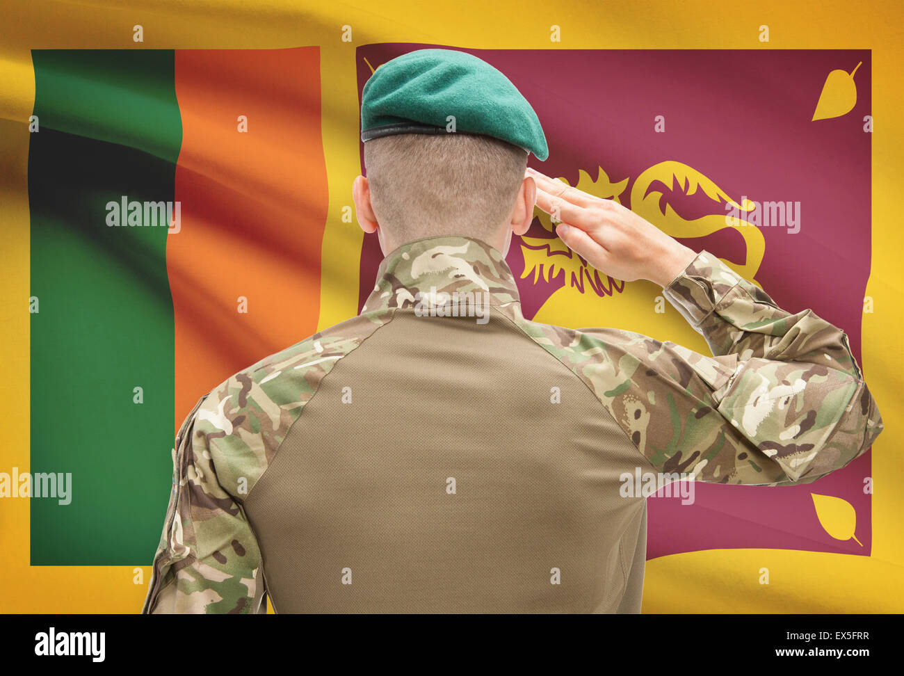 Soldier in hat facing national flag series - Sri Lanka Stock Photo - Alamy