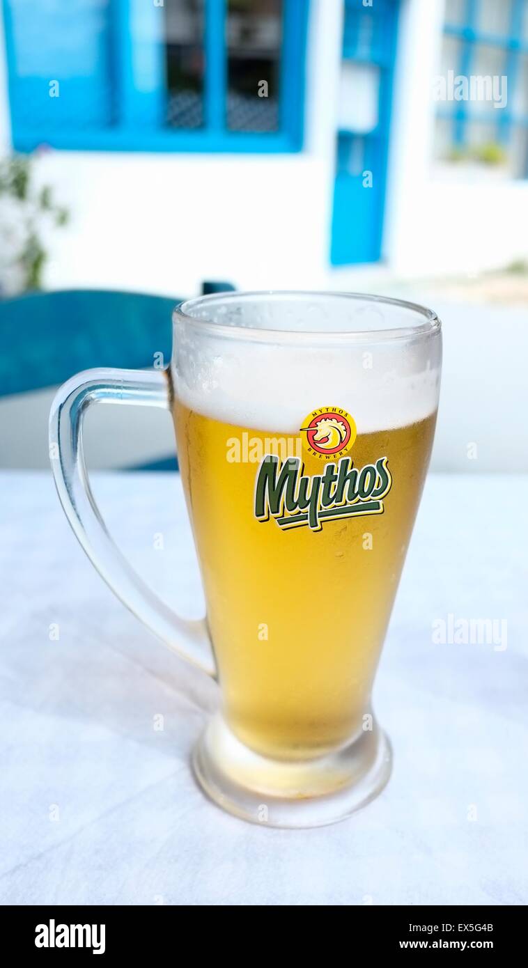 A cold pint of Mythos beer Santorini Greece Stock Photo - Alamy
