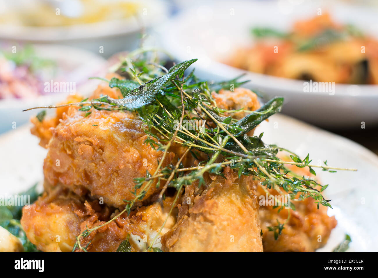 Roasted Fried Chicken, selection focus point Stock Photo - Alamy