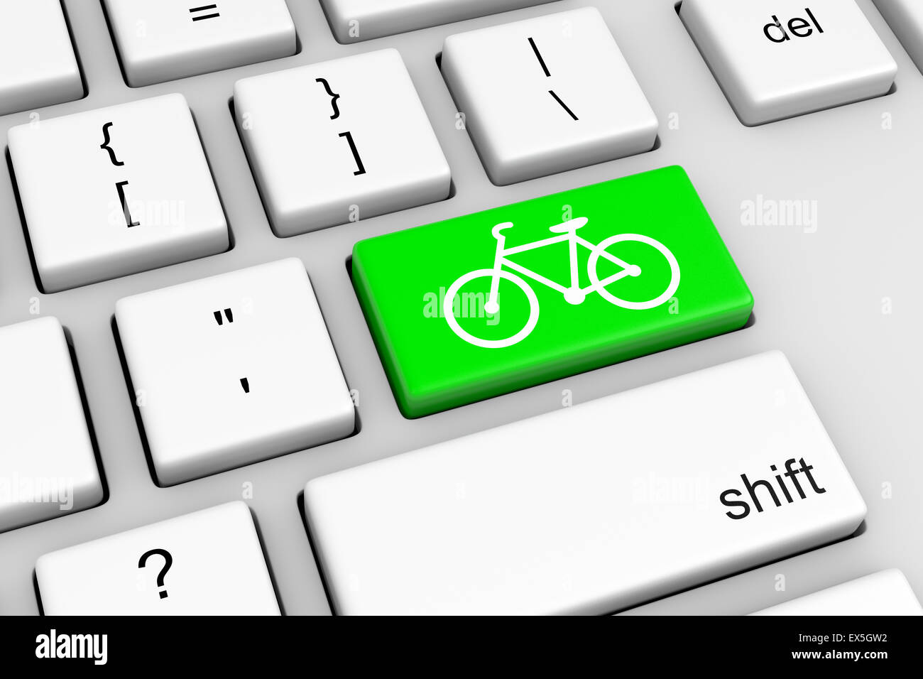Computer Keyboard with Green Bike Button Illustration Stock Photo - Alamy