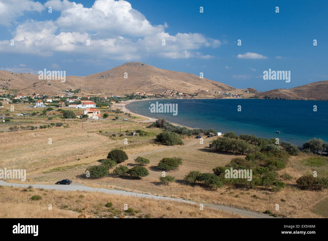 the beach and village of Plati in Lemnos Island, Greece Stock Photo - Alamy