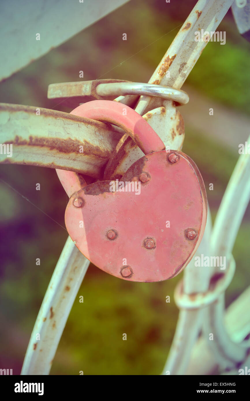 Love padlocks at a bridge Stock Photo - Alamy