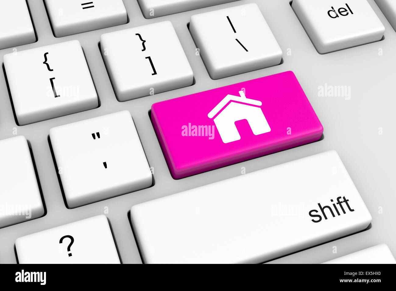 Computer Keyboard with Purple Home Button Illustration Stock Photo - Alamy