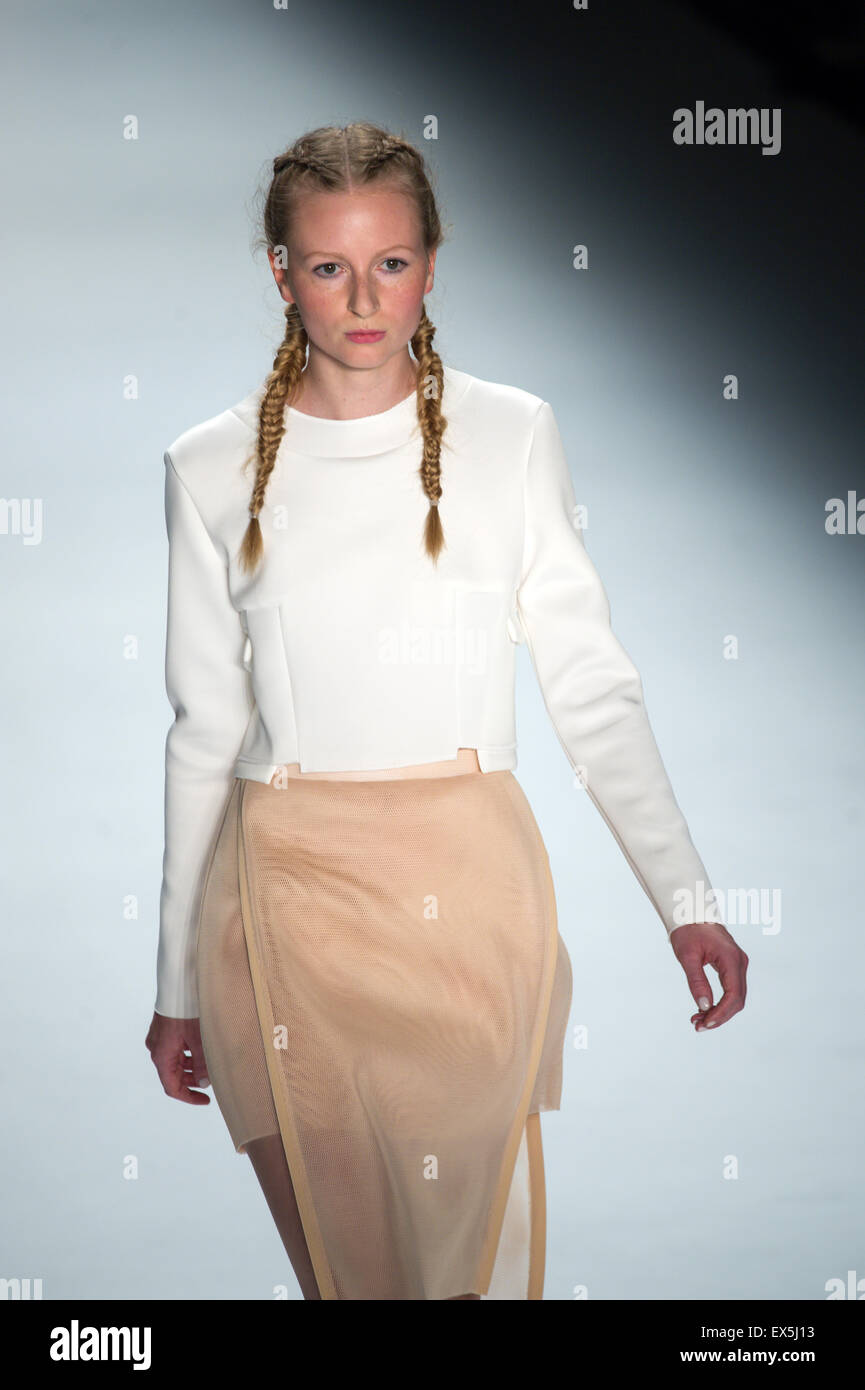 Berlin, Germany. 07th July, 2015. A model presents a creation of ...