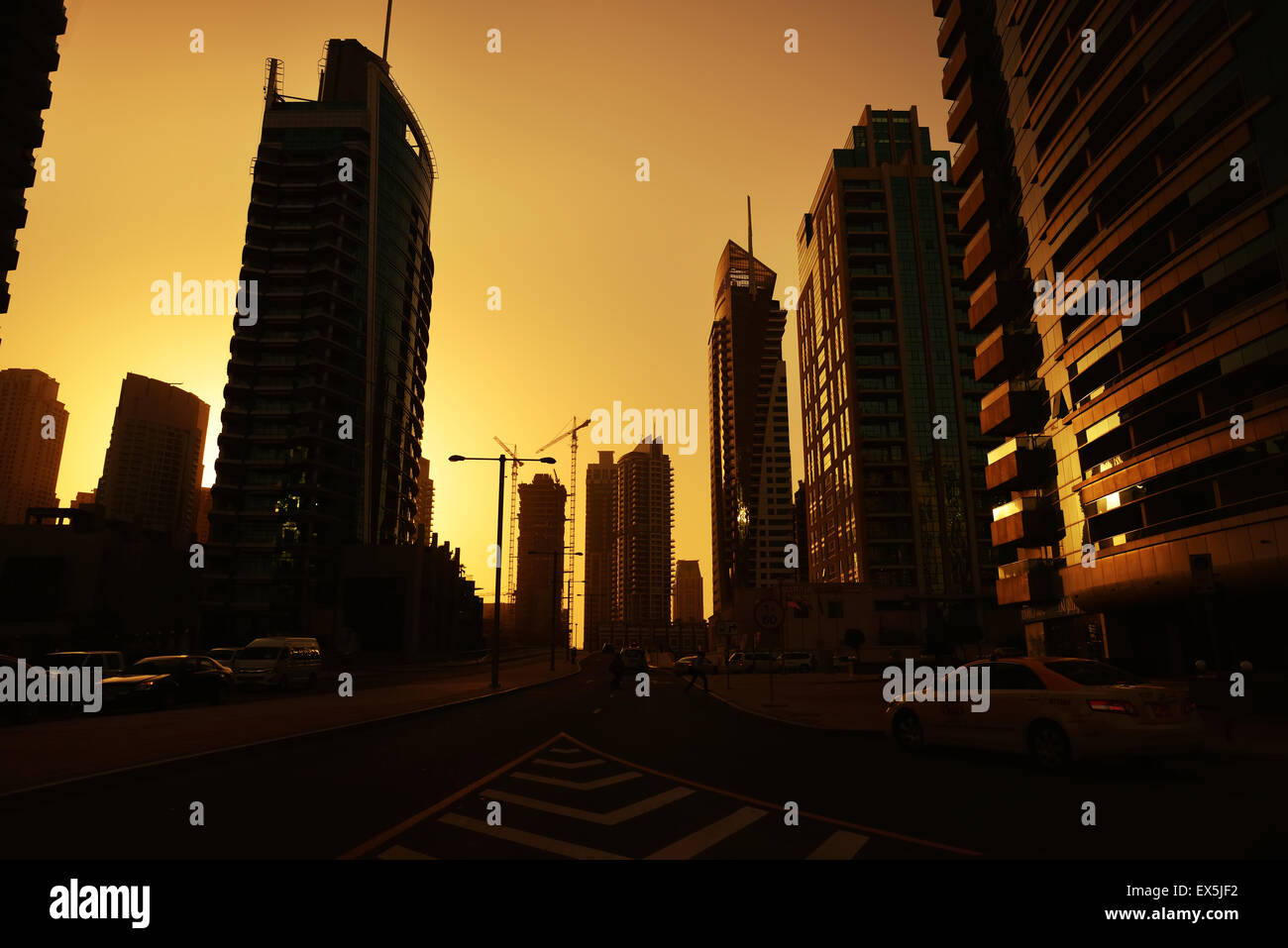 awesome sunset over Dubai, United Arab Emirates Stock Photo - Alamy