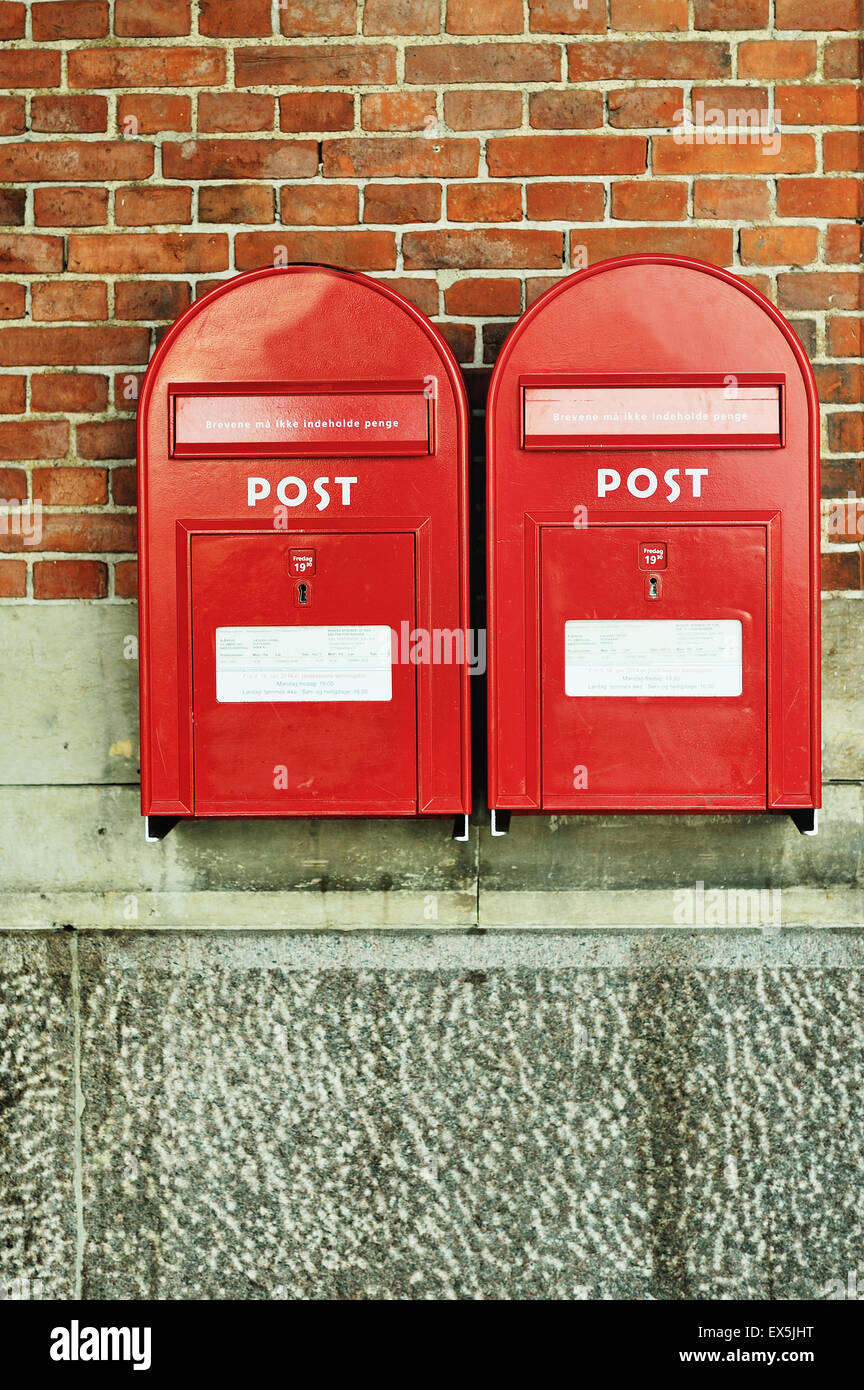 Red post box with postcards Stock Photo - Alamy