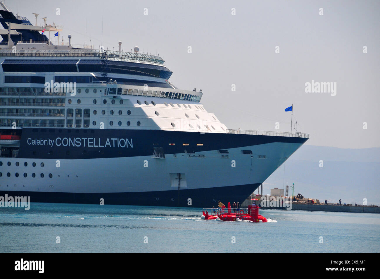 The Celebrity cruise ship, the Constellation, sits at the dock/mooring ...