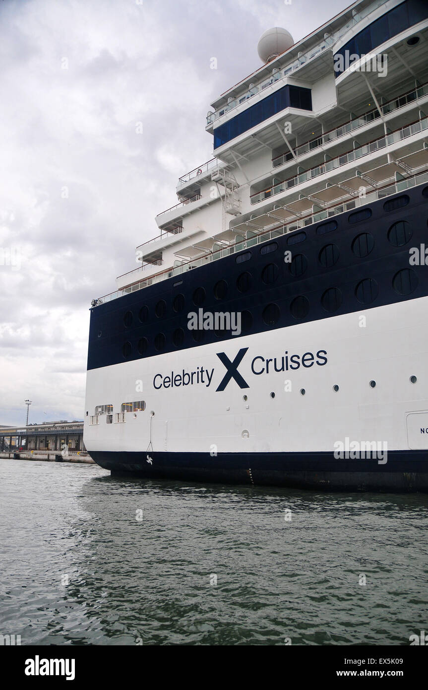 The Celebrity cruise ship, the Constellation, sits at the dock/mooring ...