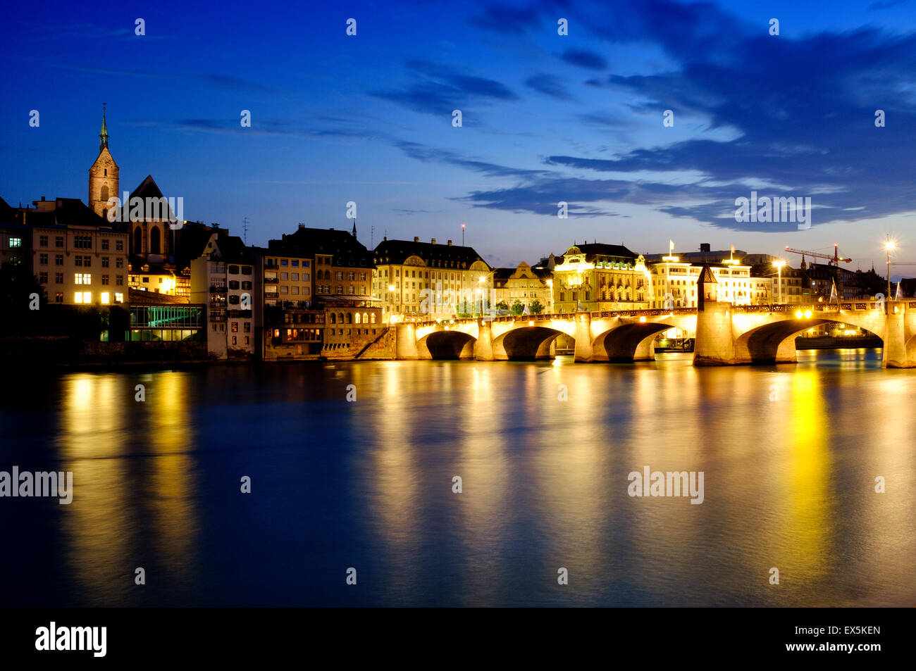 View of the Mittlere Brucke (Middle Bridge), Basel, Switzerland Stock ...