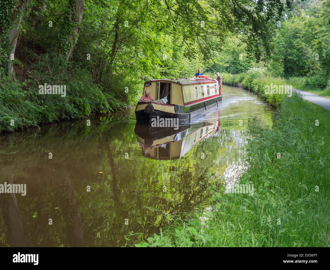 Canal Boat on the Monmouthshire and Brecon Canal, (Mon & Brec), near ...